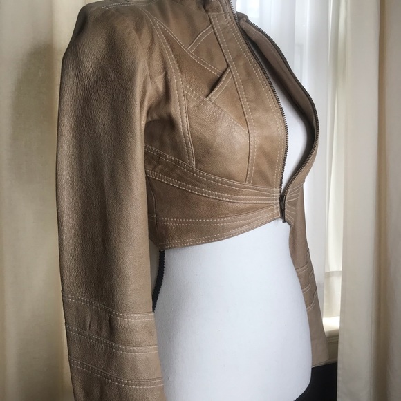 Jackets & Coats | Genuine Leather Cropped Tan Jacket | Poshmark